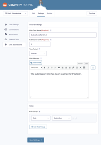 Gravity Forms Limit Submissions - Gravity Perks | Gravity Wiz
